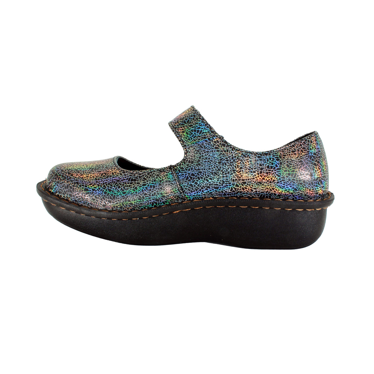 Sanosan Julia Comfort Mary-Jane Clogs in Silver Rainbow– ClogOutlet.com