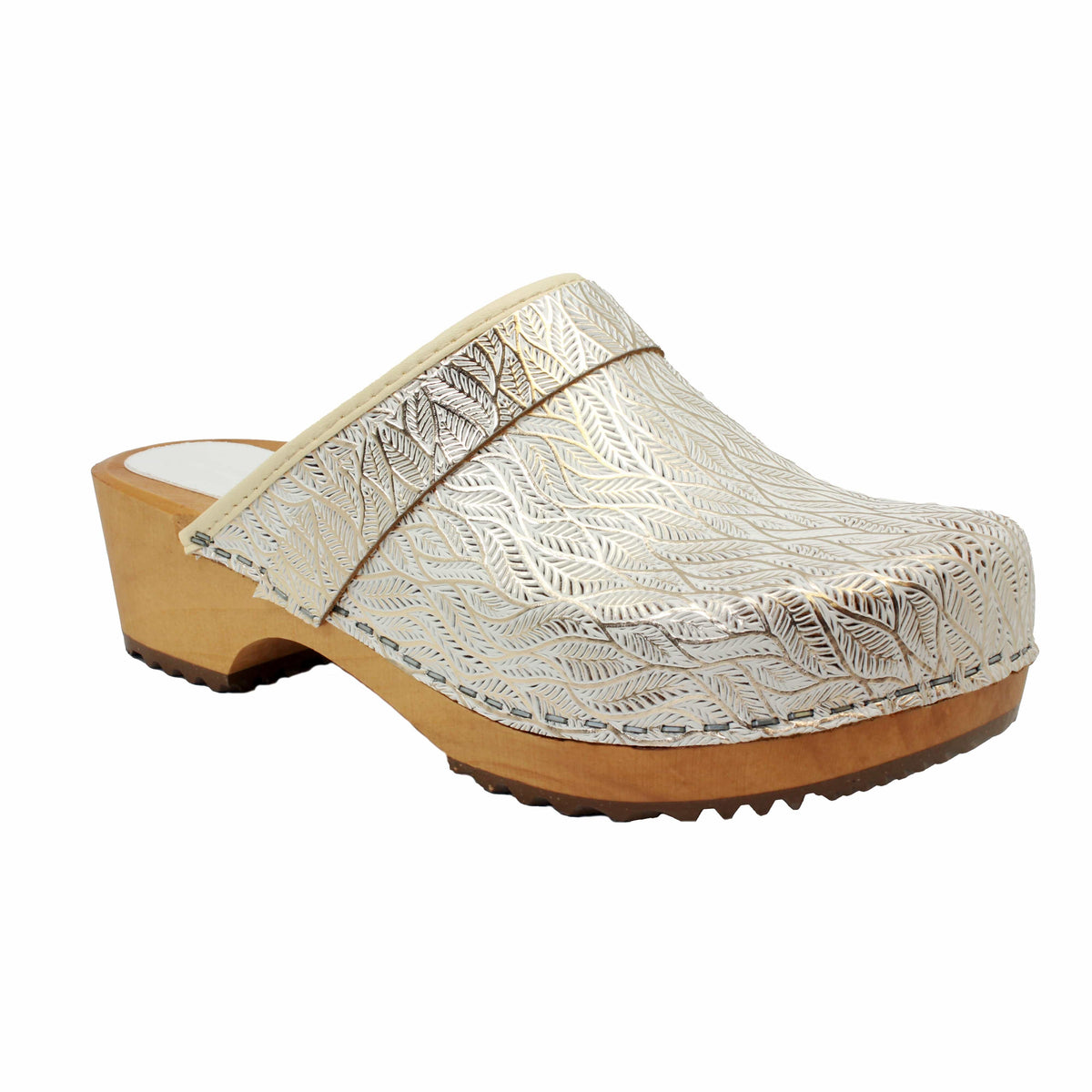 BJORK Maja Wood Open Back Tooled Natural Leather Clogs– ClogOutlet.com